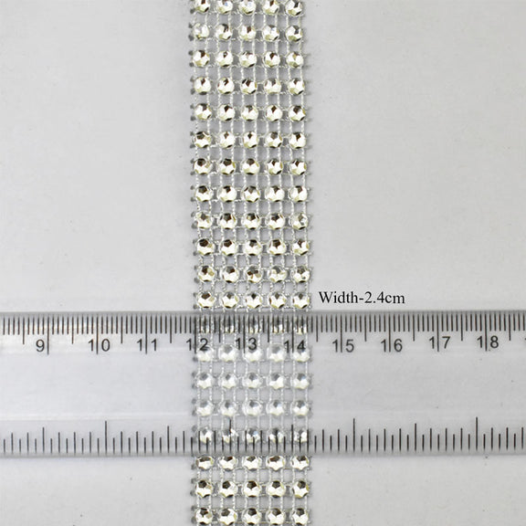 Buy Rhinestone Ribbon Trim online in silver color – embroiderymaterial.com