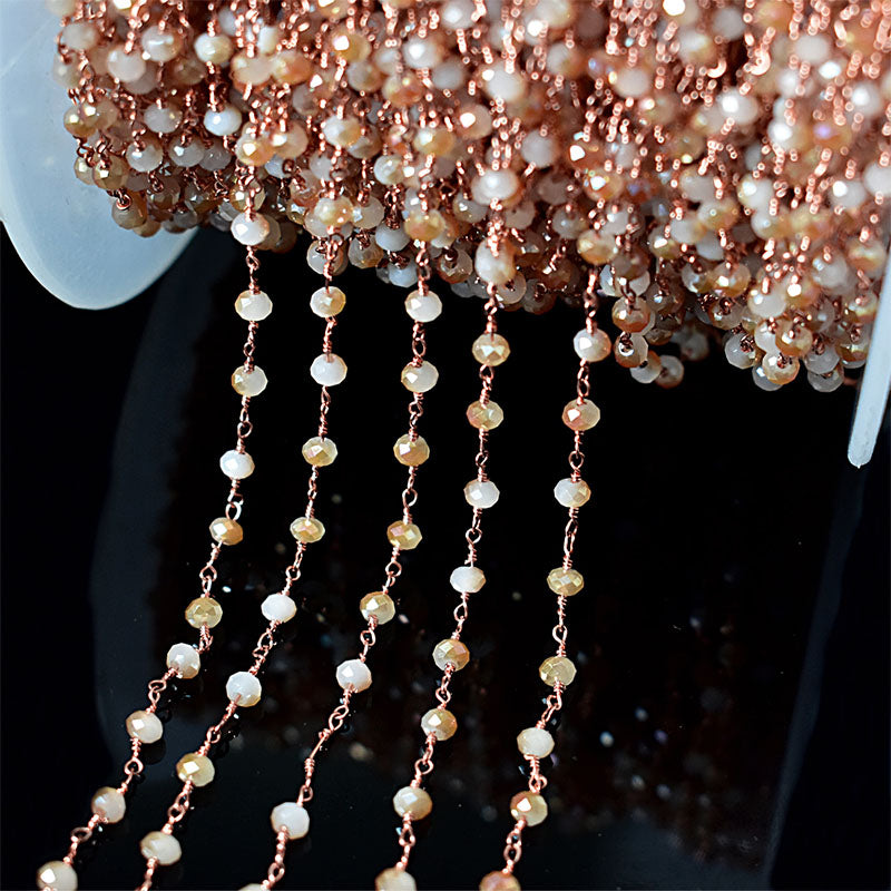 Buy Dark Cream Color Rondelle Bead Chain for making jewelry ...