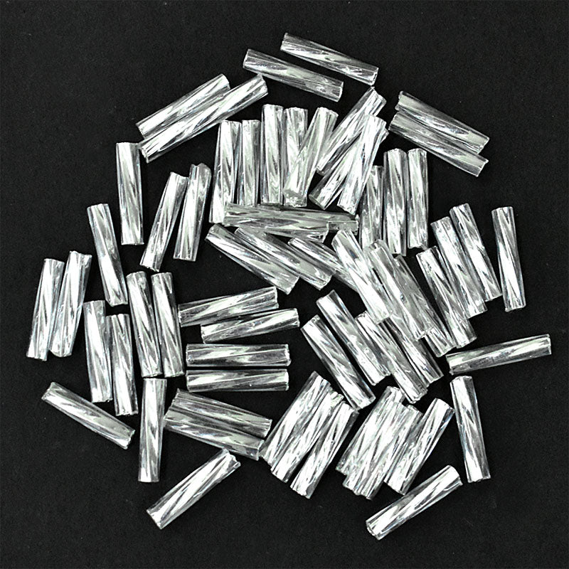 Buy 12MM Silver Color Glass Bugle Beads online – embroiderymaterial.com