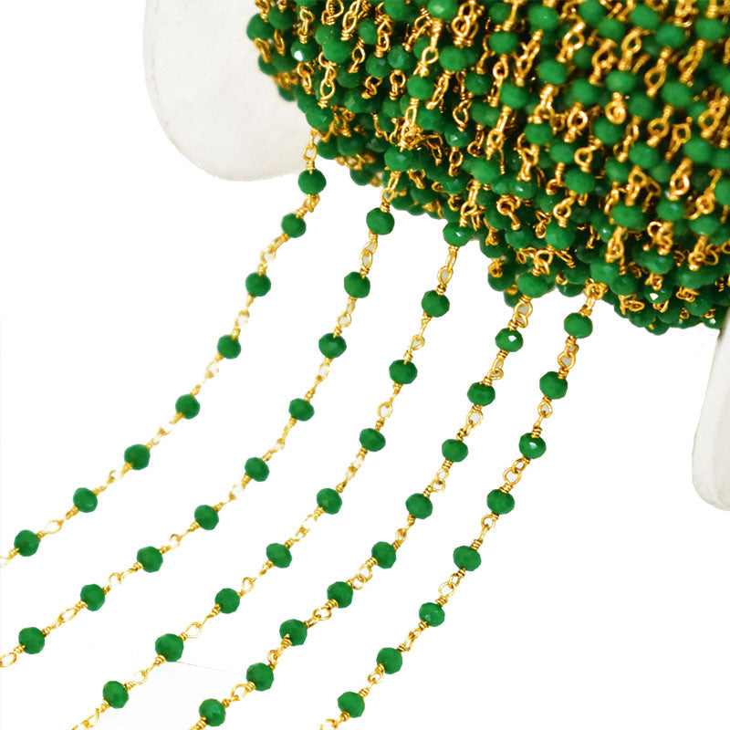 Buy Green Color Rondelle Bead Chain for making jewelry ...