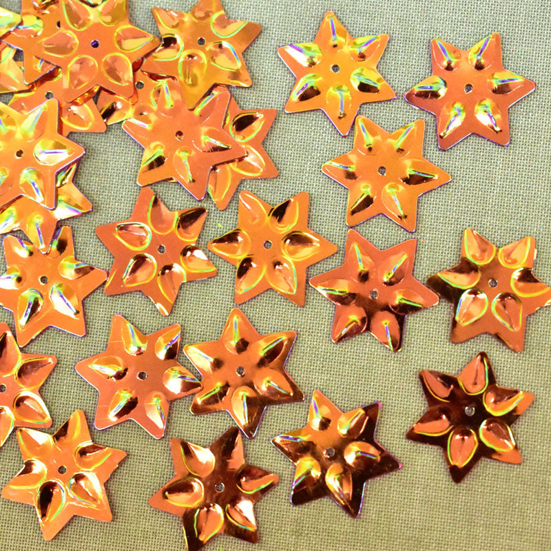 Buy Embossed Star Shape Sequins in Green and Orange Color at wholesale ...