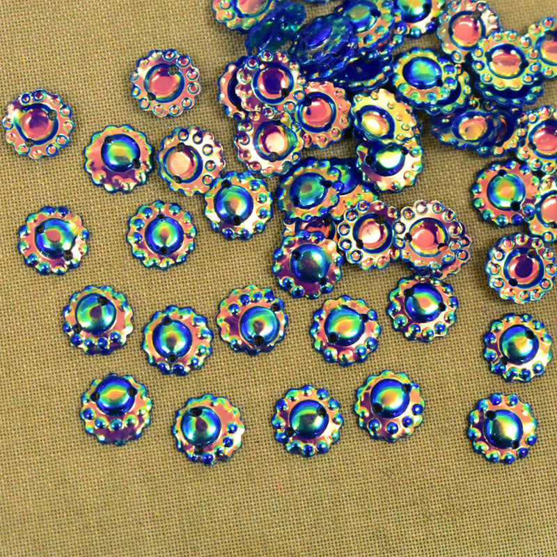 Buy 9MM Embossed Flower Shape Sequins in Peacock Color at wholesale ...