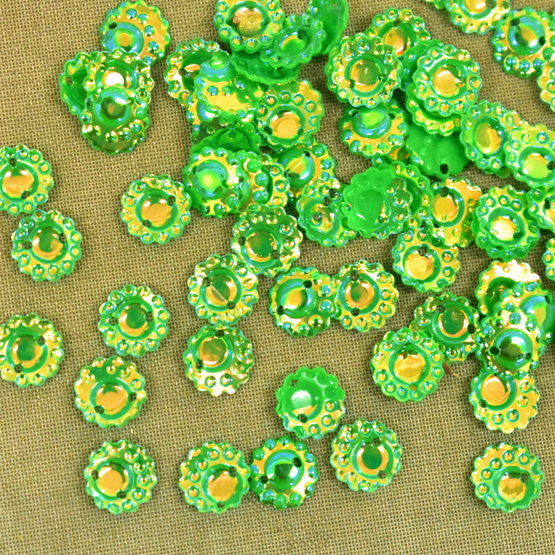 Buy 9MM Embossed Flower Shape Sequins in Green Color at wholesale price ...