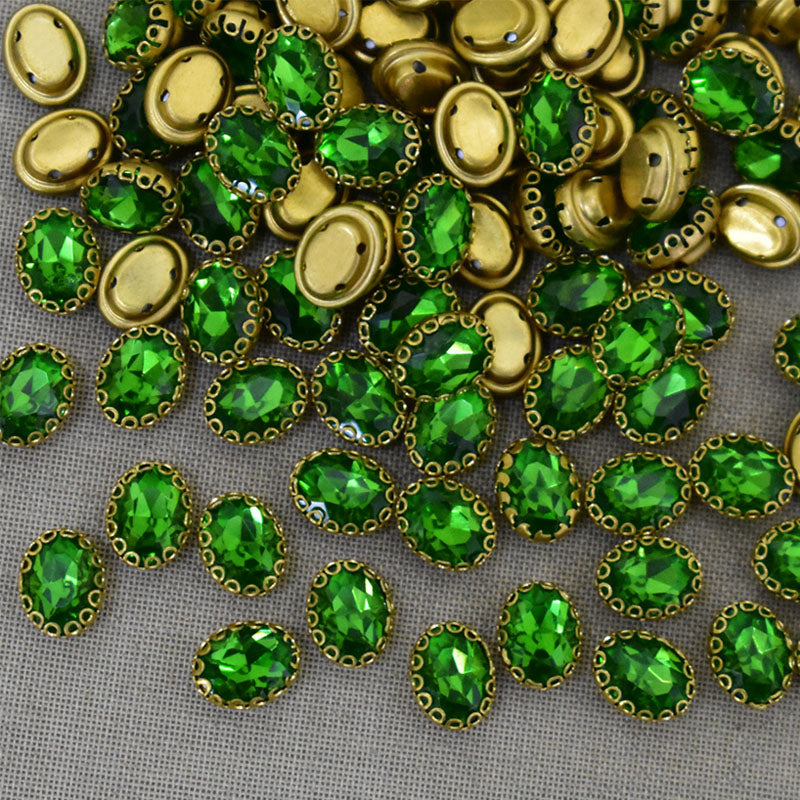 Buy Green Color Sew on Glass Crystal Stone with Flower Catcher ...