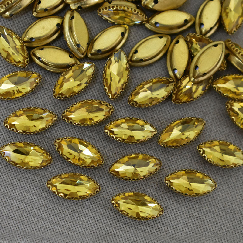 Buy Yellow Color Sew on Glass Crystal Stone with Flower Catcher ...