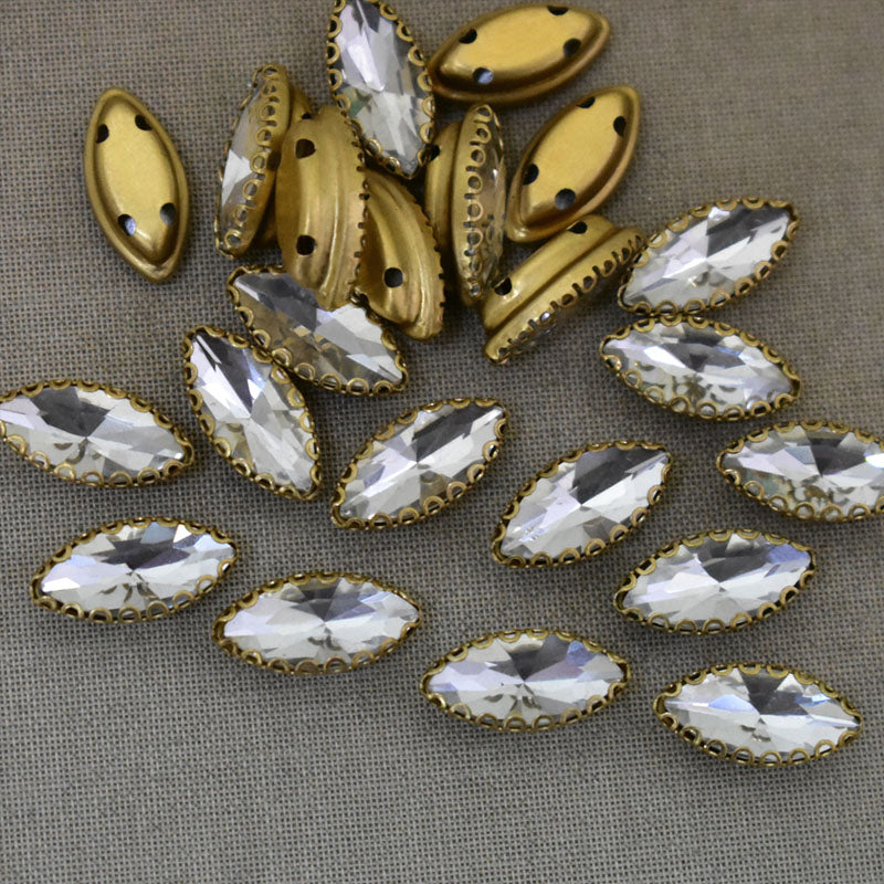 Buy Clear Color Sew on Glass Crystal Stone with Flower Catcher ...