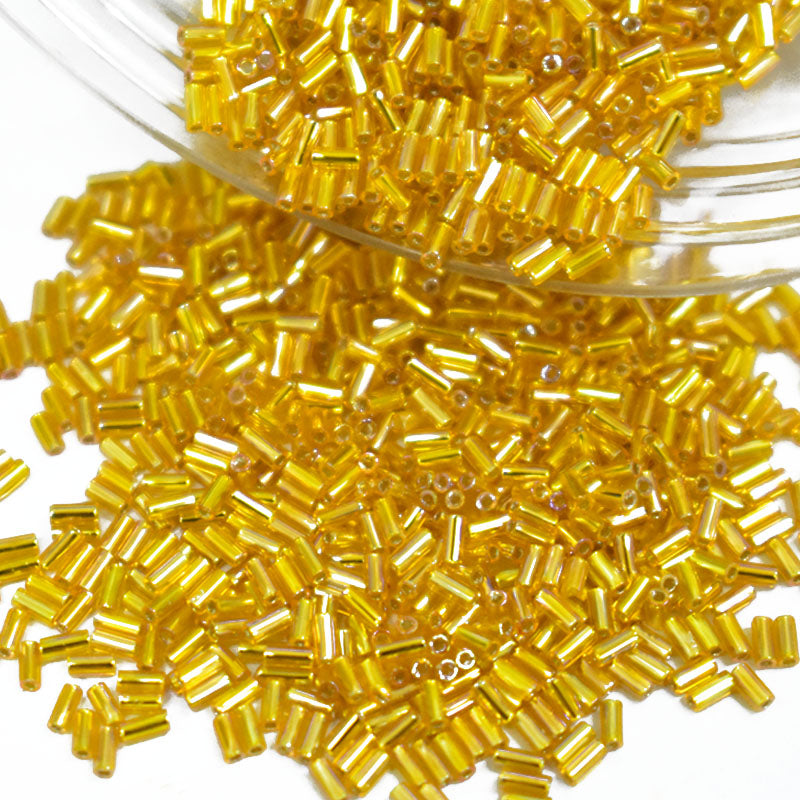 Buy now 3mm Gold Color Glass Bugle Beads for embroidery at wholesale ...