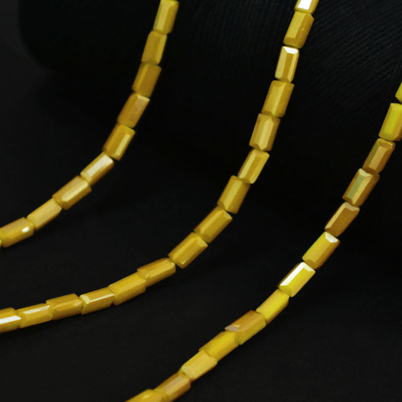 Buy Rectangle Faceted Crystal Beads in Mustard Yellow Color at cheap ...