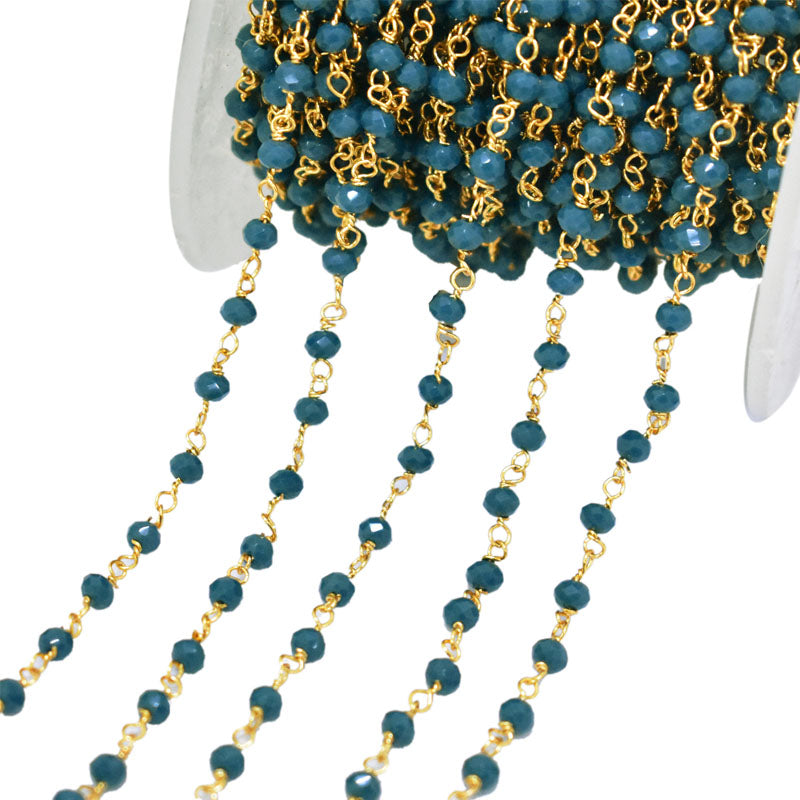 Buy Dark Teal Blue Color Rondelle Bead Chain for making jewelry ...