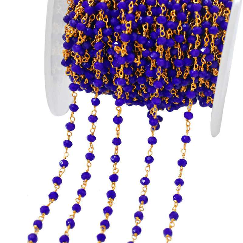 Buy Royal Blue Color Rondelle Bead Chain for making jewelry ...