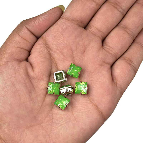 Buy Square Shape Sew on Rhinestones online in Green Opal Color ...