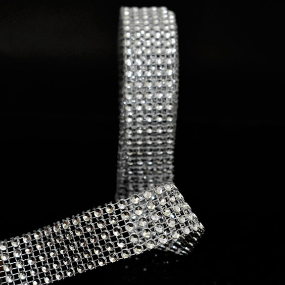 Buy Rhinestone Ribbon Trim online in silver color – embroiderymaterial.com