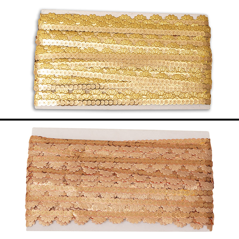 Floral Gota Lace with Shiny Sequins - 1.6cm Wide, 17 Meters Long ...