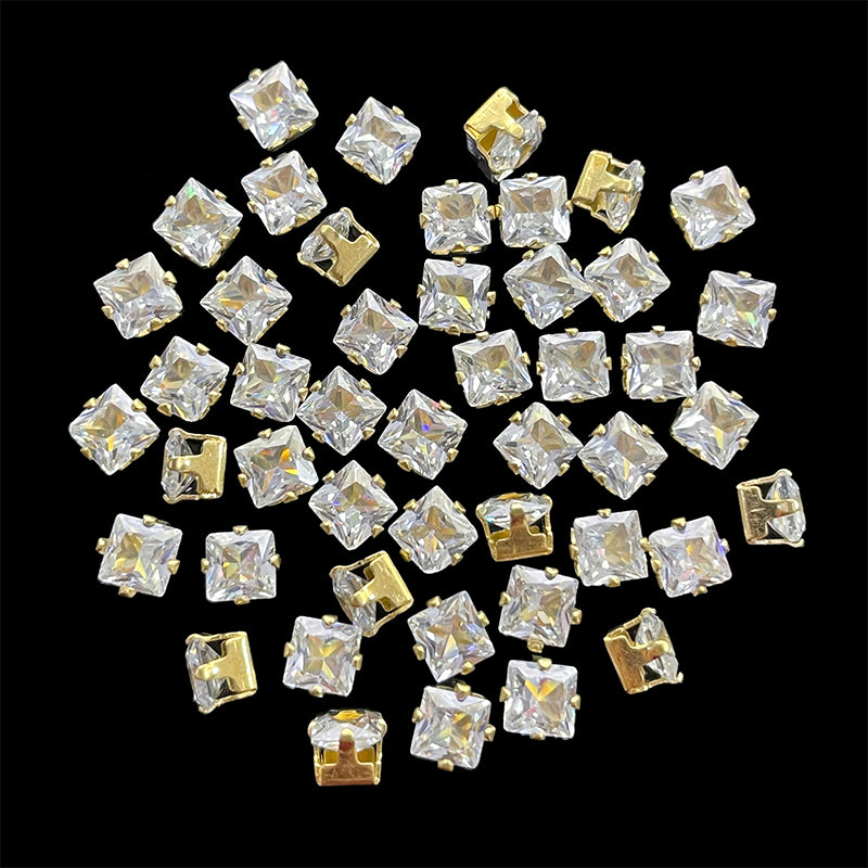Square Silver Rainbow Rhinestones in Crown Prong Settings, Buy Online ...