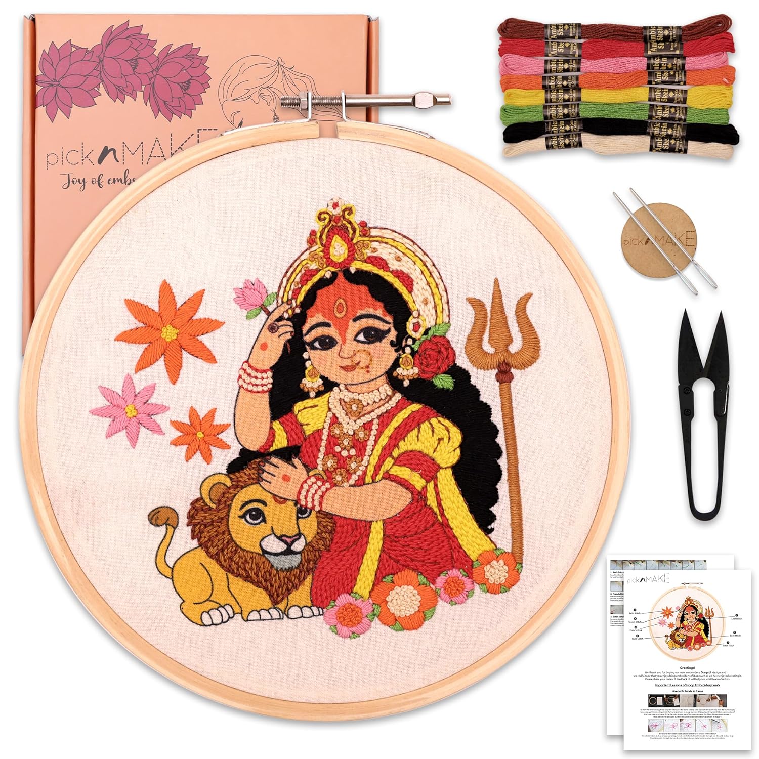 DIY Goddess Durga Embroidery Kit for Beginners & Adults – Hand ...