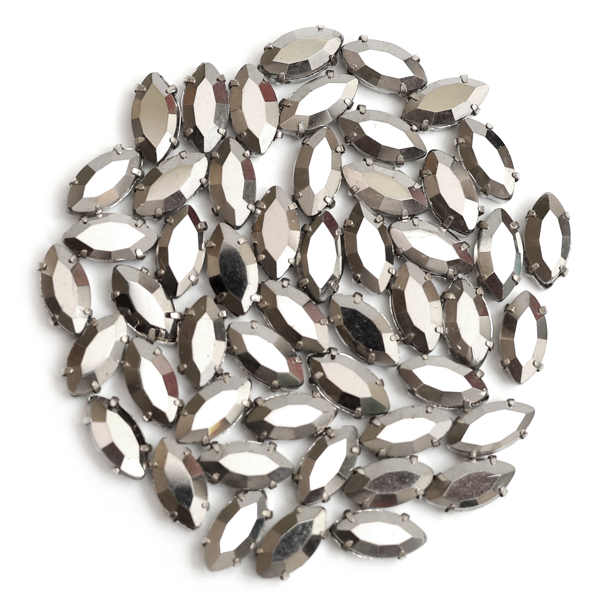 Buy Sew On Eye Shape Rhinestones In Gunmetal Colour ...