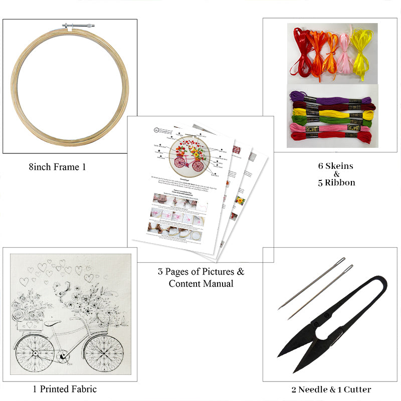 Buy Bicycle Flower Design Embroidery Kit Online for Practice ...