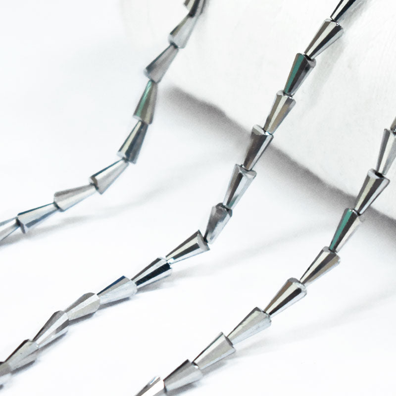 Buy Cone Faceted Crystal Beads in Metallic Silver Color at cheap prices ...