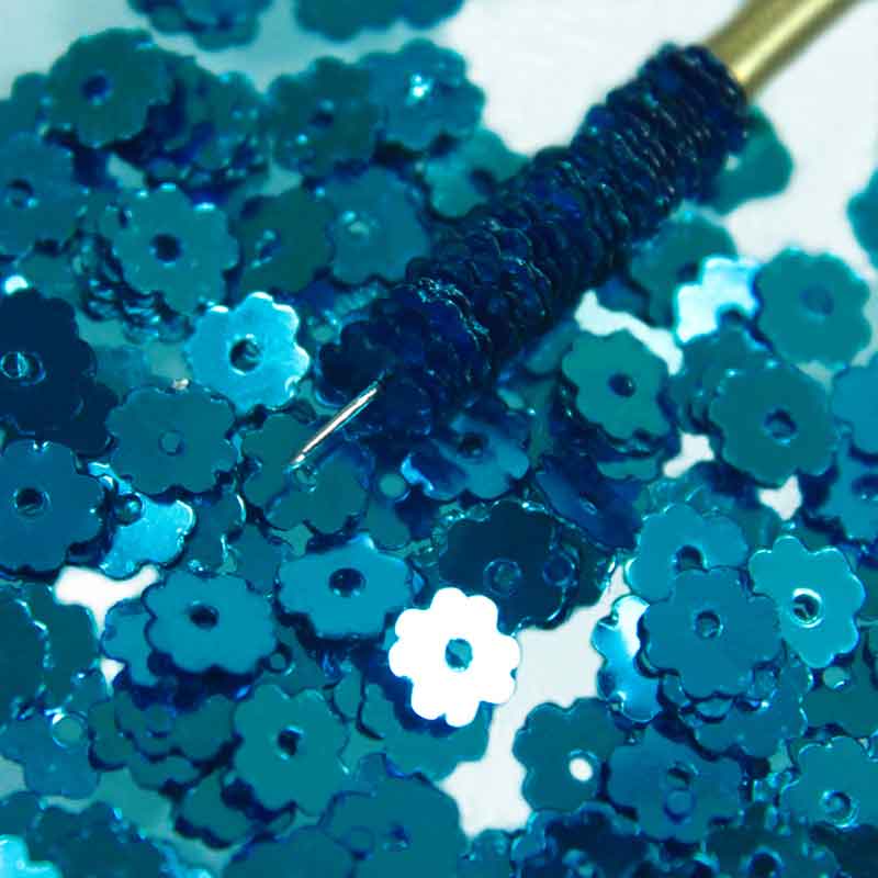 Buy Blue color small flower shape sequins online at wholesale prices ...