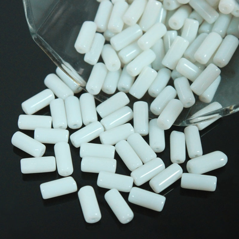 Buy White Color Tube Shape Ceramic Beads online at wholesale prices ...