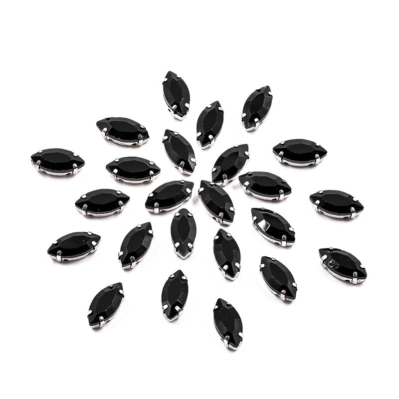 Buy Sew On Eye Shape Rhinestones In Black Colour – embroiderymaterial.com