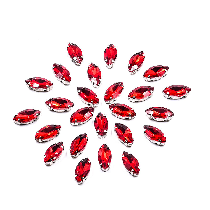 Buy Sew On Eye Shape Rhinestones In Ruby Red Colour ...