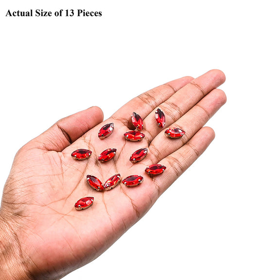 Buy Sew On Eye Shape Rhinestones In Ruby Red Colour ...