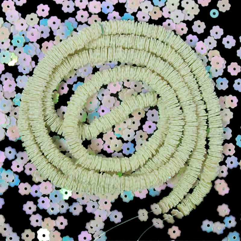 Buy 5mm Flower Shape Creamy Yellow Sequins String online at wholesale ...