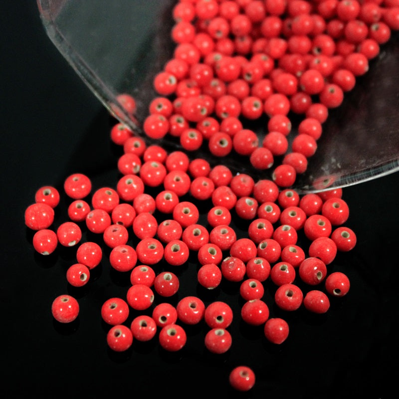 Buy Peachy Red Color Round Shape Ceramic Beads online at wholesale ...