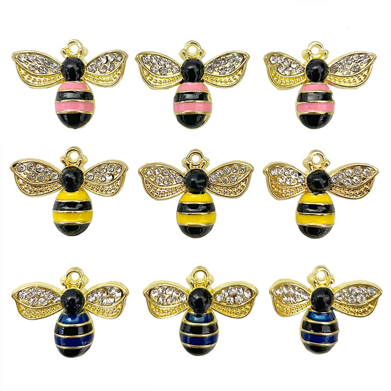 Buy Enamel Bee Charm Pendants Online embroiderymaterial.com