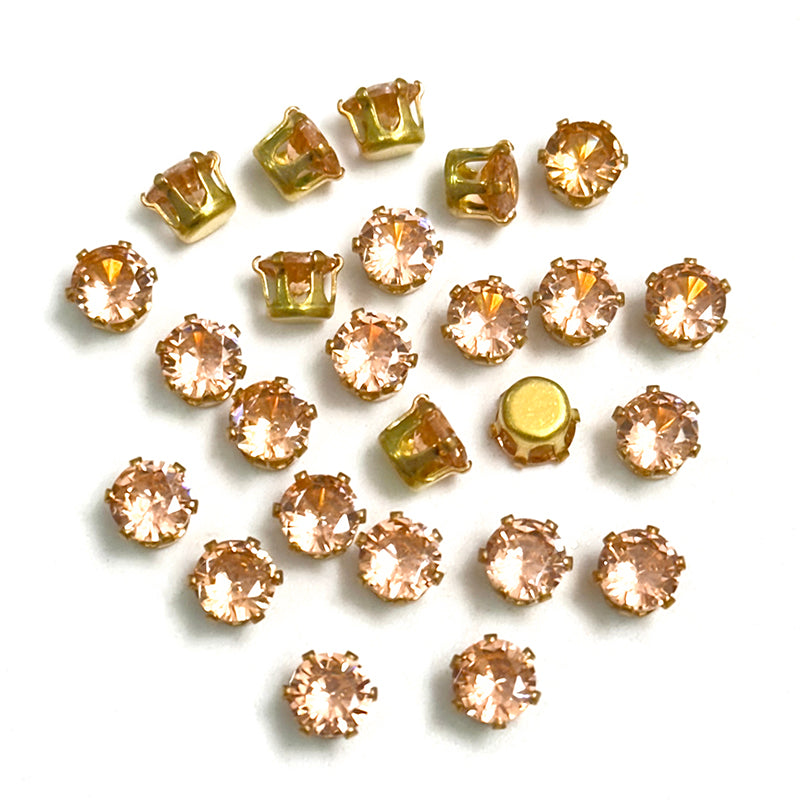 Shop Light Gold Round Shape Crystal Rhinestones with Golden Claw ...