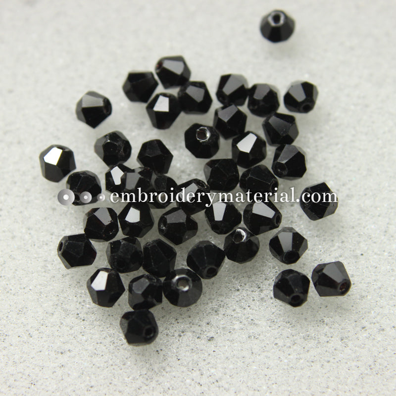 Jet black faceted bicone crystals – embroiderymaterial.com