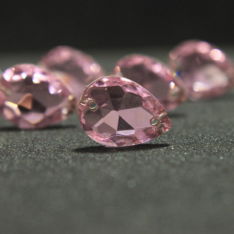 Buy tear drop shape pink color two hole crystals for beading ...
