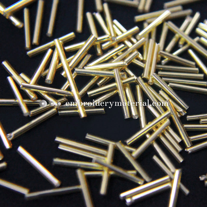 gold colour long bugle beads – embroiderymaterial.com