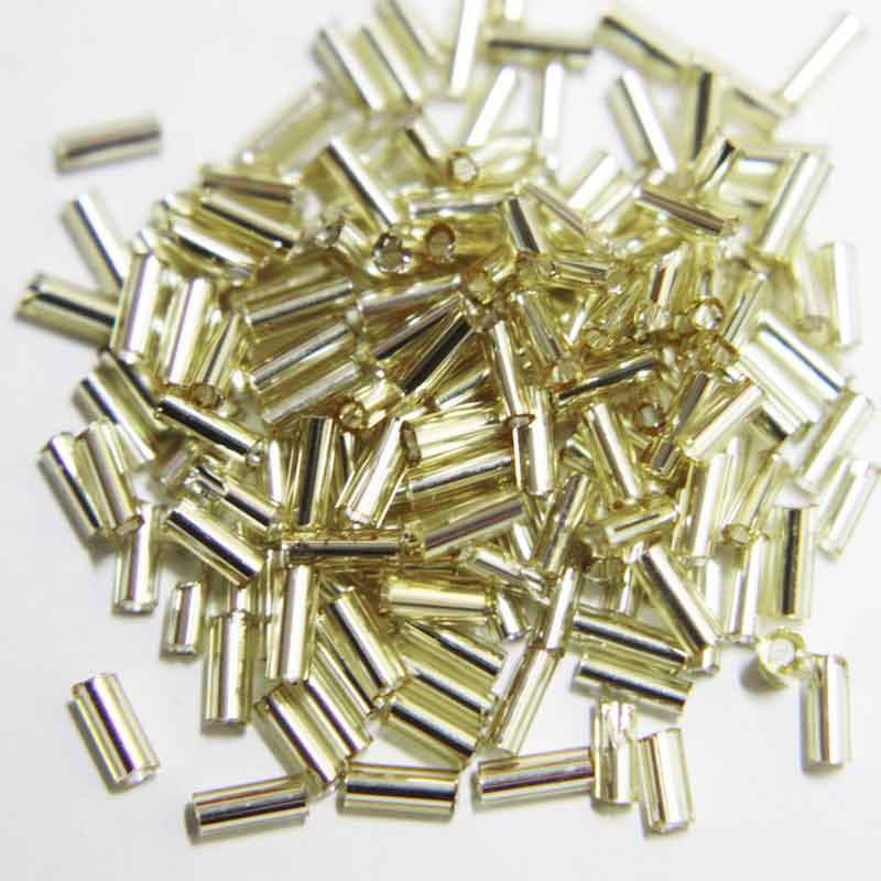 Buy Light Gold Colour Bugle Beads from www.embroiderymaterial.com